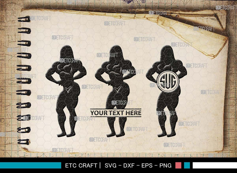 Bodybuilder Monogram, Bodybuilder Silhouette, Bodybuilder Women SVG ...