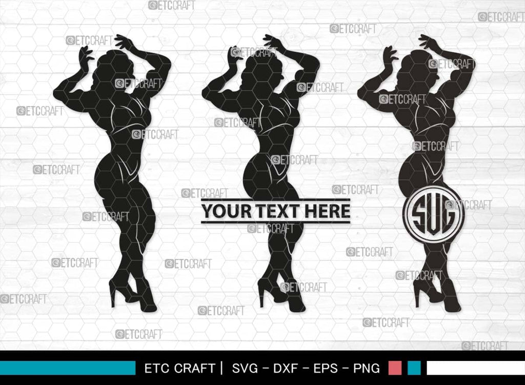 Bodybuilder Monogram, Bodybuilder Silhouette, Bodybuilder Women SVG ...