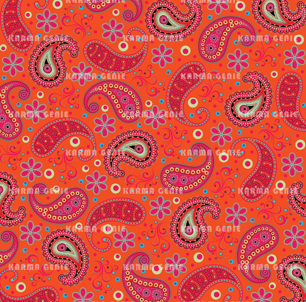 Bohemian Paisley Retro Sixties Flower Power Hippie Pattern Digital ...