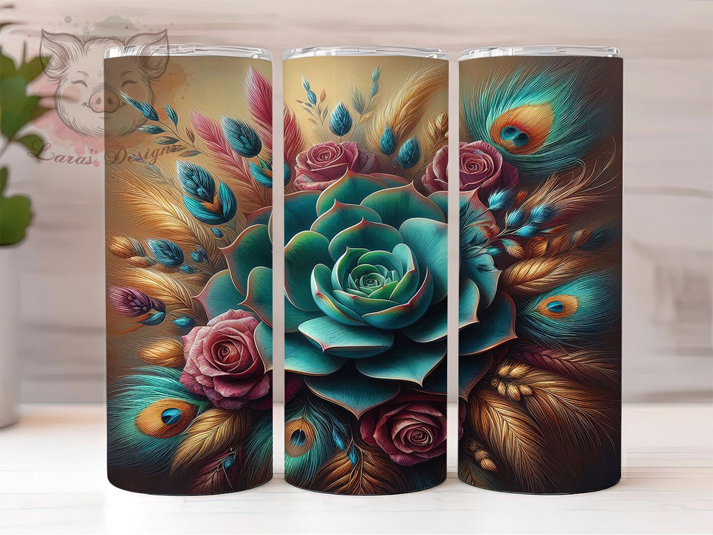 Boho Aztec Feather Tribal Tumbler Wrap, Boho Feather Tumbler, Indian ...
