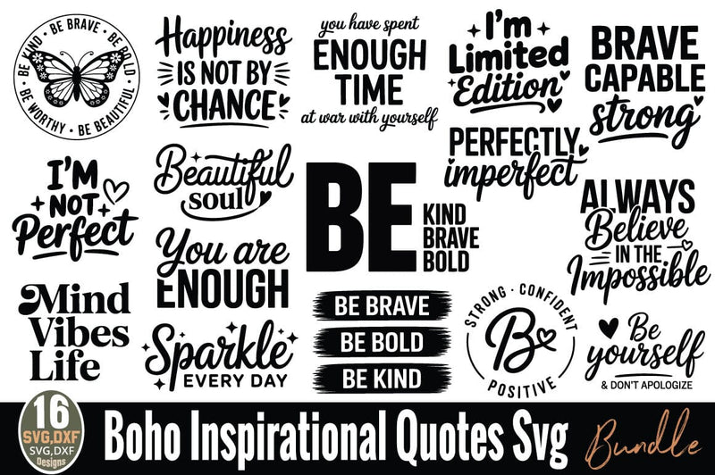Boho Inspirational Quotes SVG Bundle - So Fontsy