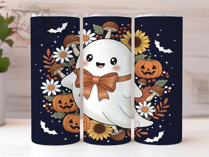 Boo Ghost Halloween Mushroom Tumbler Wrap, Halloween Mushroom PNG, Cute ...