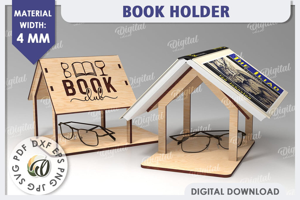 Book Holder Laser Cut. Book Stand SVG Design. Home Decor SVG - So Fontsy