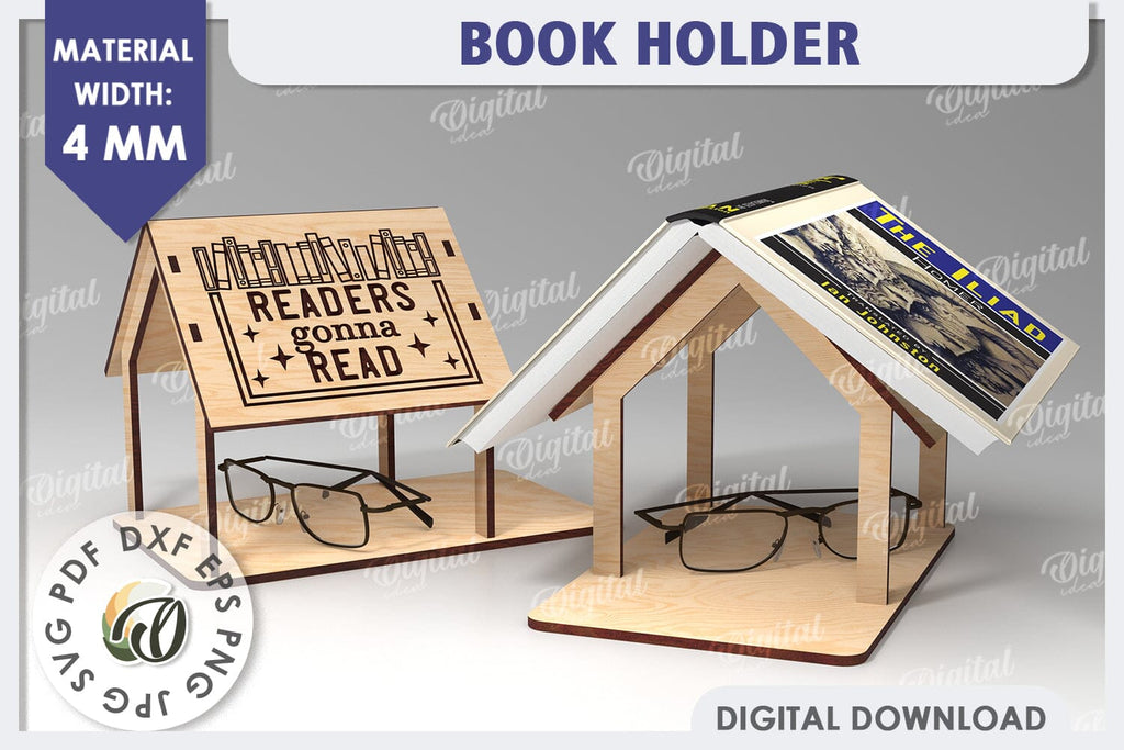 Book Holder Laser Cut. Book Stand SVG Design. Home Decor SVG - So Fontsy