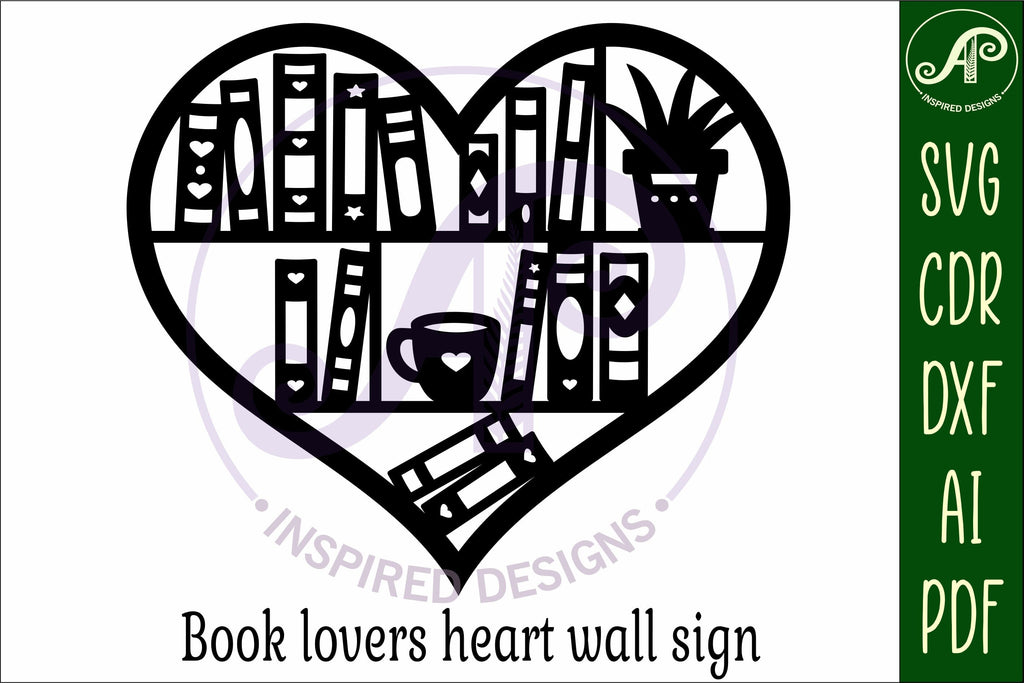 Book lovers heart wall sign, SVG file. vector sign - So Fontsy