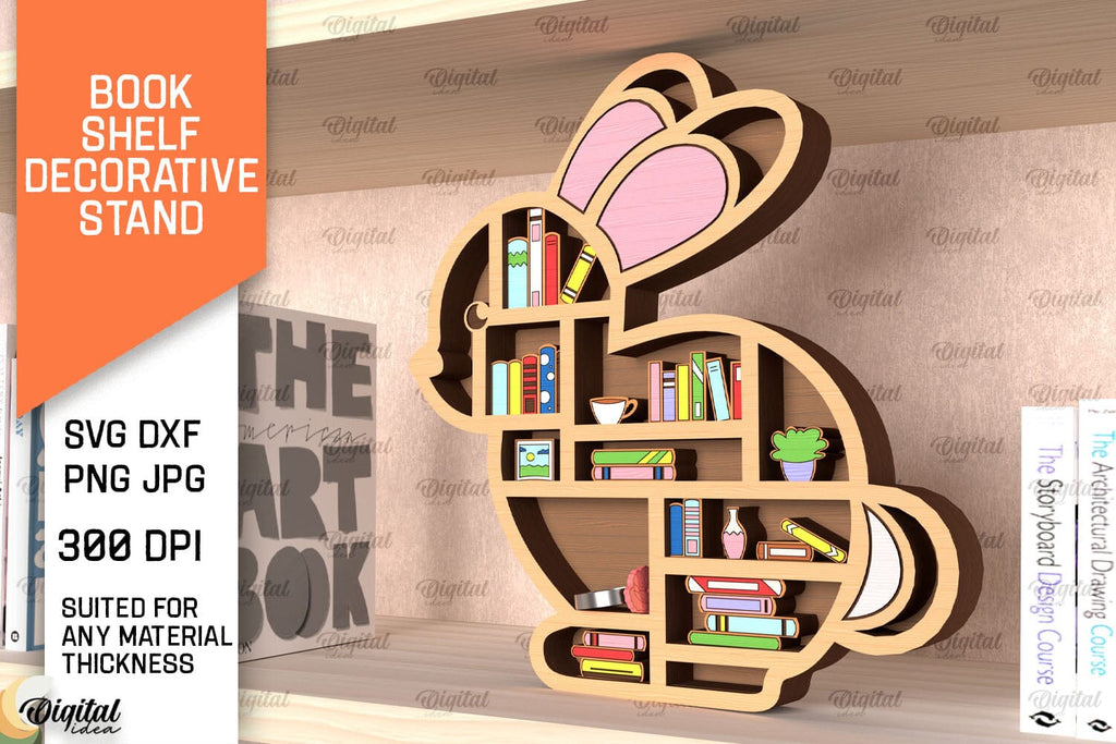 Book Shelf Decorative Stand Laser Cut. Home Decor SVG - So Fontsy