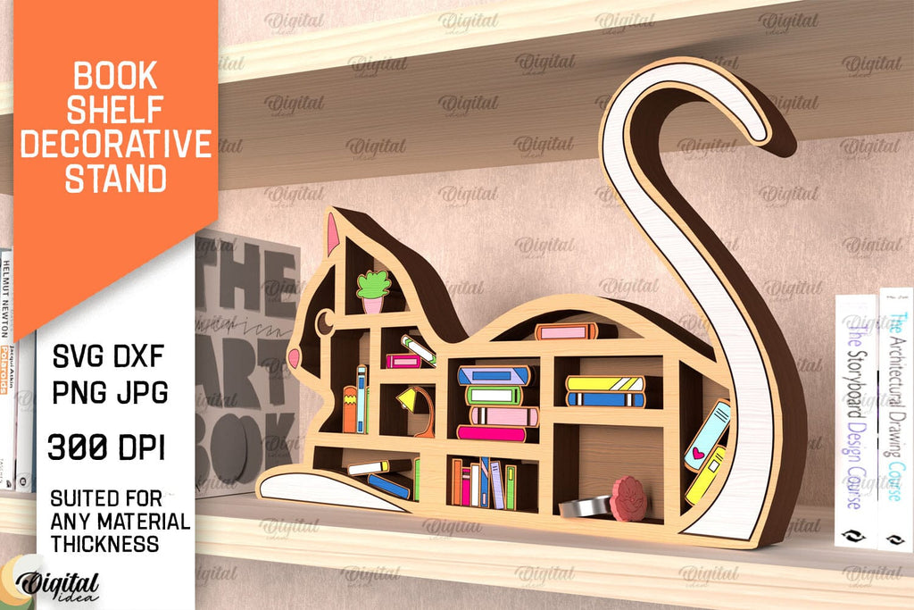 Book Shelf Decorative Stand Laser Cut. Home Decor SVG - So Fontsy