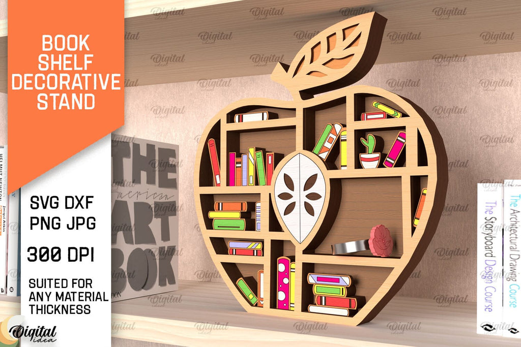 Book Shelf Decorative Stand Laser Cut. Home Decor SVG - So Fontsy