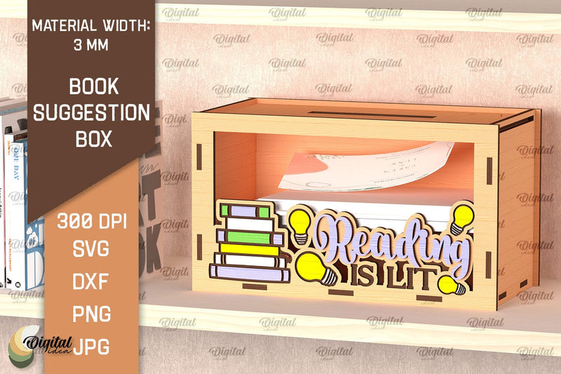 Book Suggestion Box Laser Cut. Suggestion Box SVG Design - So Fontsy