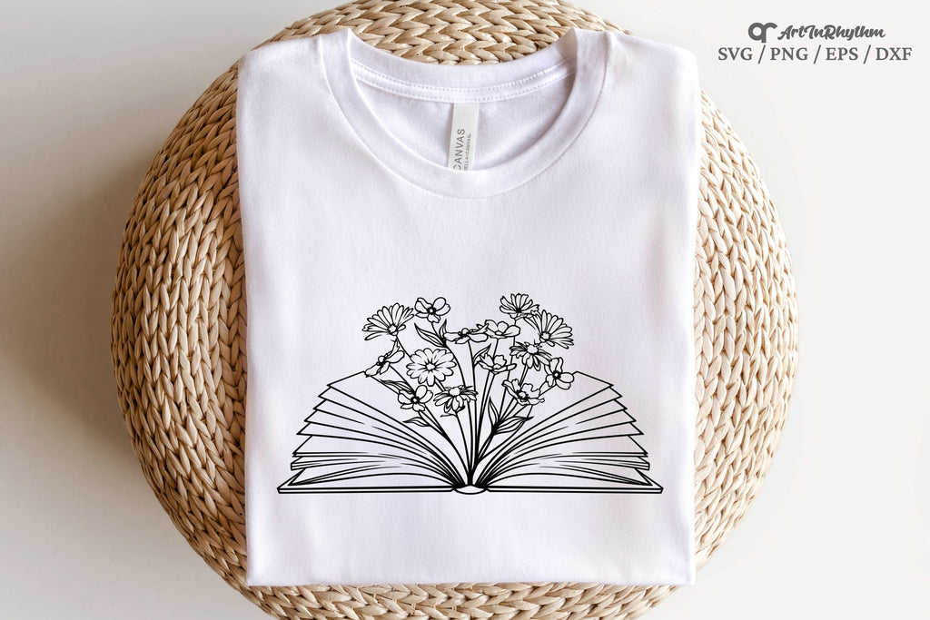 Book with flowers Svg, Floral Book Svg, Wildflowers Svg, Book Svg ...