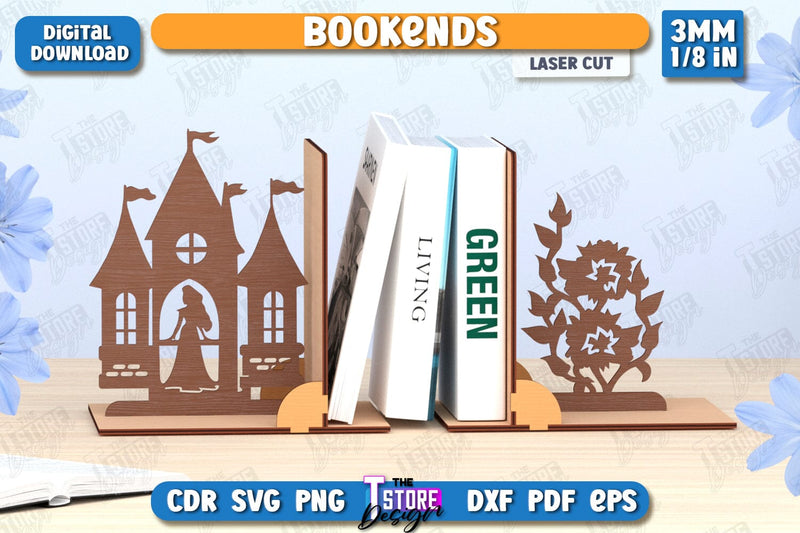 Bookends Laser Cut Bundle | Book Stopper | Books Holder SVG | CNC Files ...