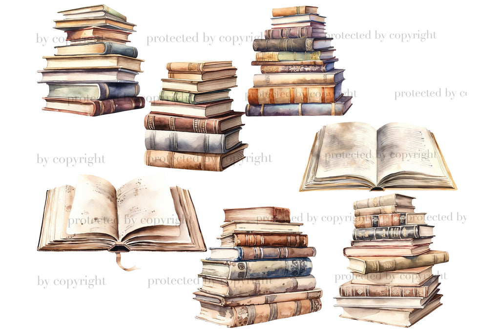 Books Clip Art Bundle | Stack Of Books Clipart - So Fontsy