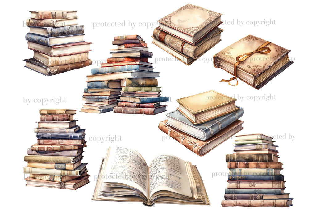 Books Clip Art Bundle | Stack Of Books Clipart - So Fontsy