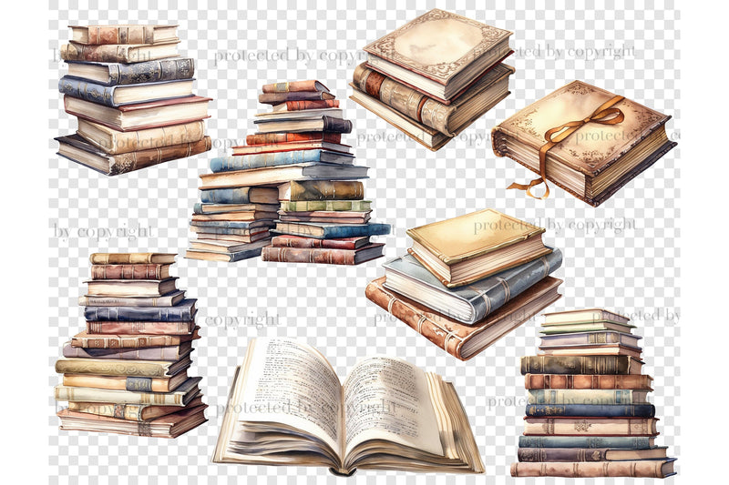 Books Clip Art Bundle | Stack Of Books Clipart - So Fontsy