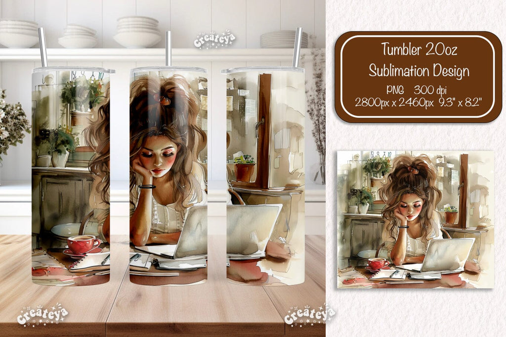 Boss Lady 20oz skinny tumbler Watercolor Sublimation wrap 20 oz skinny ...