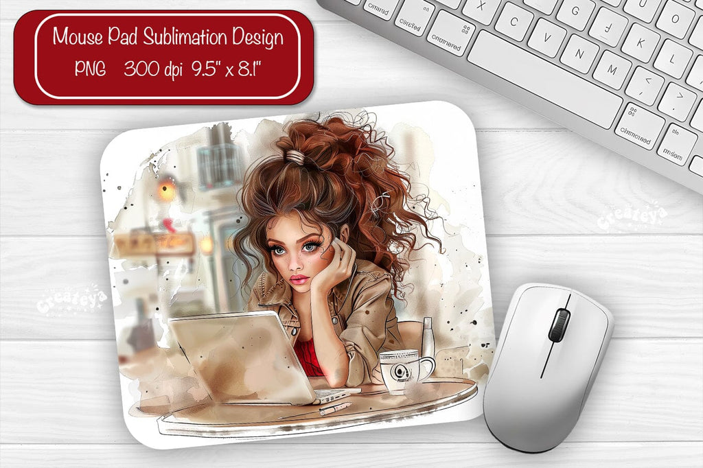Boss Lady Mouse pad Sublimation designs Mouse pad Girl Boss - So Fontsy