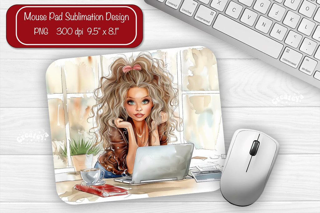 Boss Lady Mouse pad Sublimation designs Mouse pad Girl Boss - So Fontsy