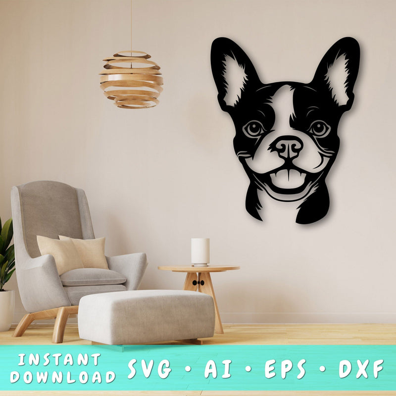 Boston Terrier Laser SVG Cut File, Boston Terrier Glowforge File ...