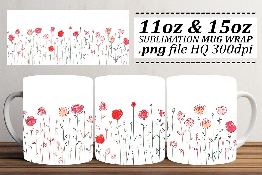 Botanical Bloom Fiesta Mug Wrap Design - So Fontsy