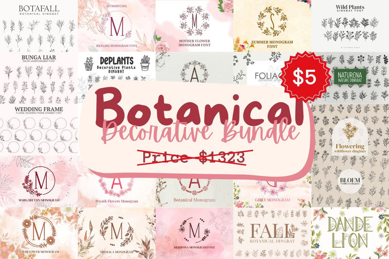 Botanical Decorative Bundle Font - So Fontsy