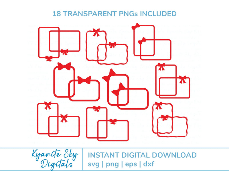 Bow 4x6" Frames SVG Bundle bow ribbon borders - So Fontsy
