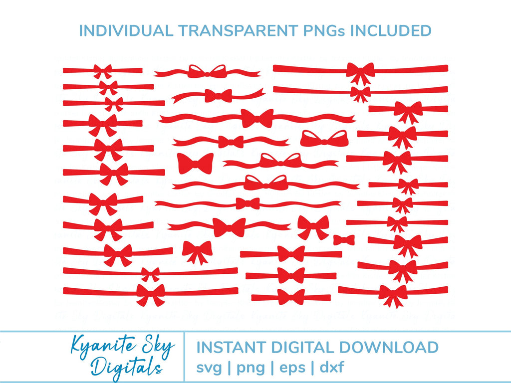 Bow Borders Dividers SVG Bundle cute ribbon borders with bows - So Fontsy