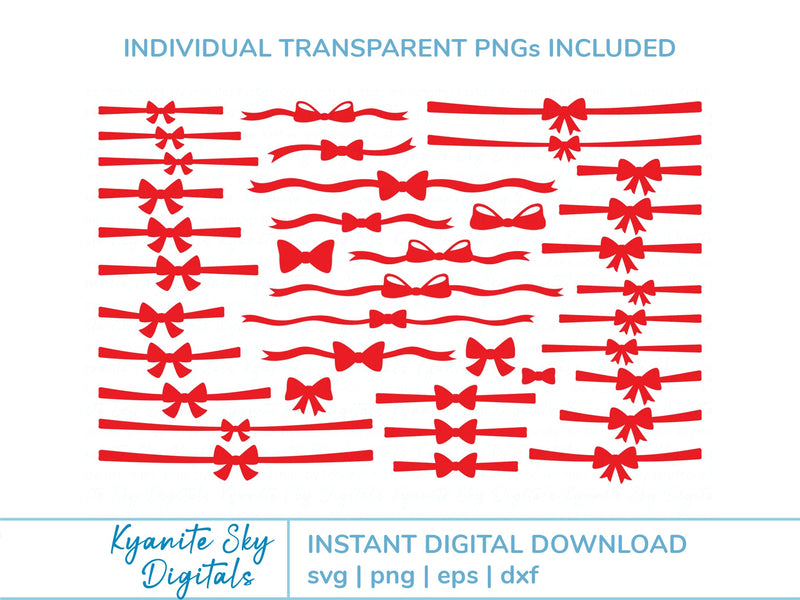 Bow Borders Dividers SVG Bundle cute ribbon borders with bows - So Fontsy