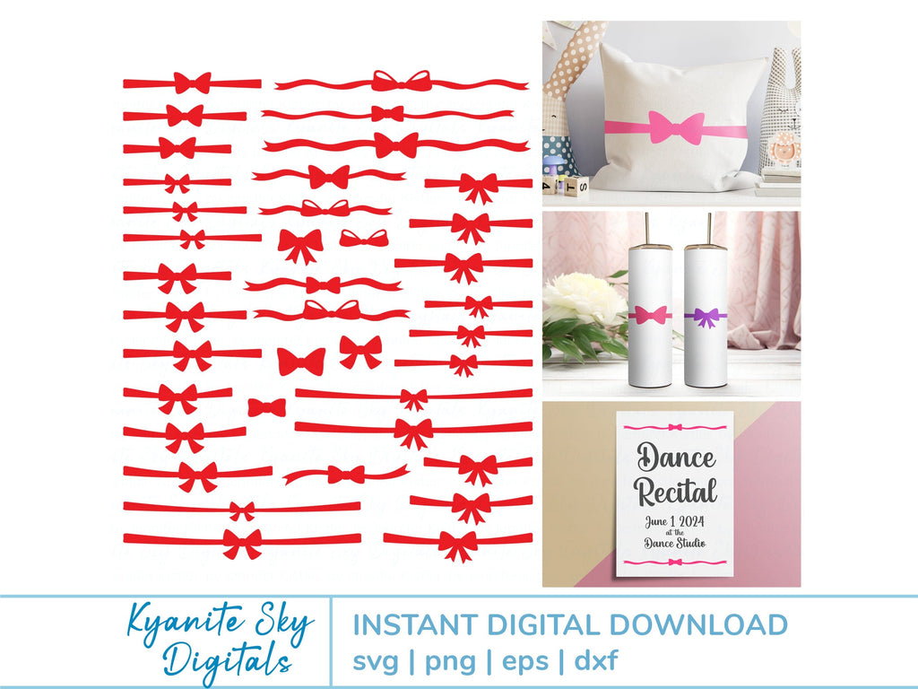 Bow Borders Dividers SVG Bundle cute ribbon borders with bows - So Fontsy