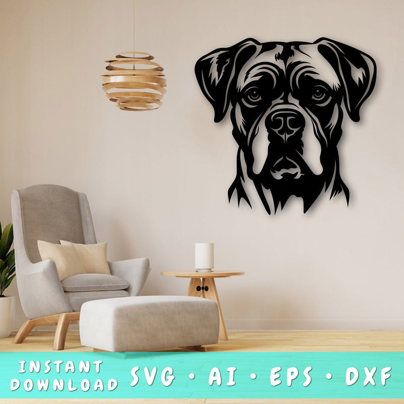 Boxer Dog Laser SVG Cut File, Boxer Glowforge File, Boxer DXF, Boxer ...