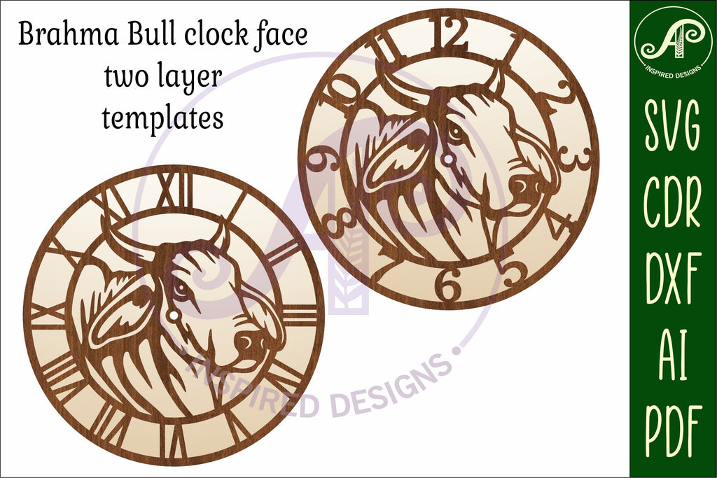 Brahma bull wall clock laser cut files, SVG file. vector - So Fontsy