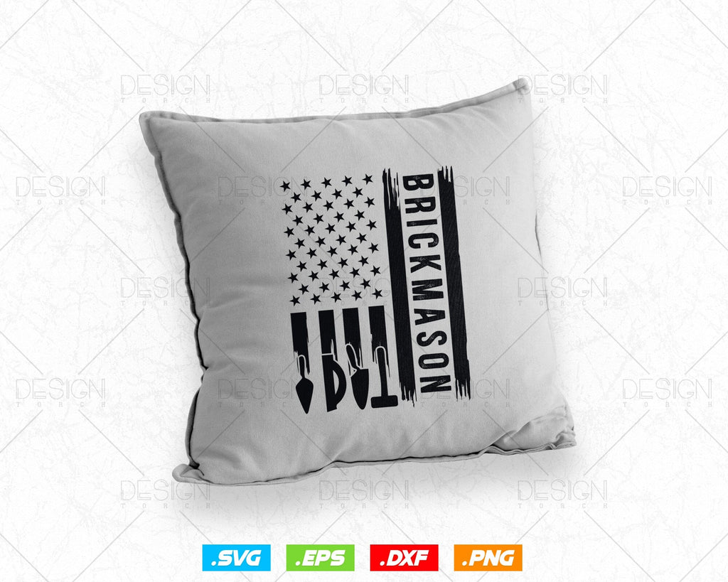 Bricklayer American Flag Brick Mason Life Masonry Svg Png, Construction ...