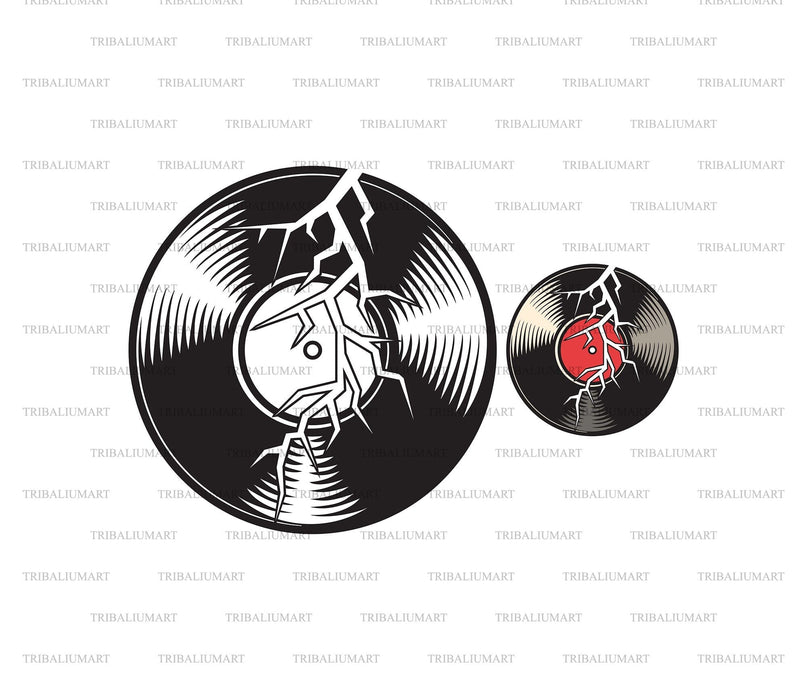 Broken or Cracked Vinyl Record. Cut files for Cricut. Clip Art ...