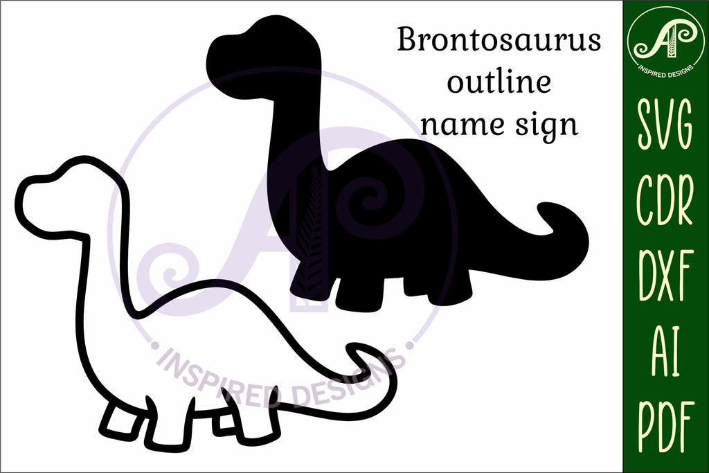 Brontosaurus Dinosaur outline two layer name wall sign - So Fontsy