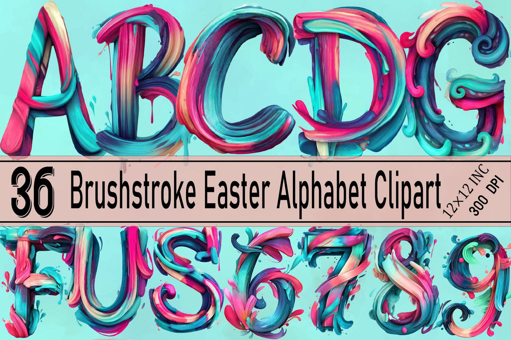 Brushstroke Easter Alphabet Clipart Bundle. - So Fontsy