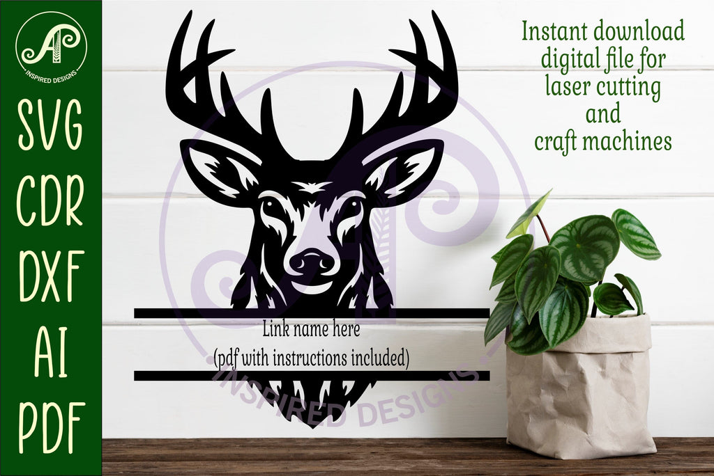 Buck deer head name wall art sign, SVG file - So Fontsy