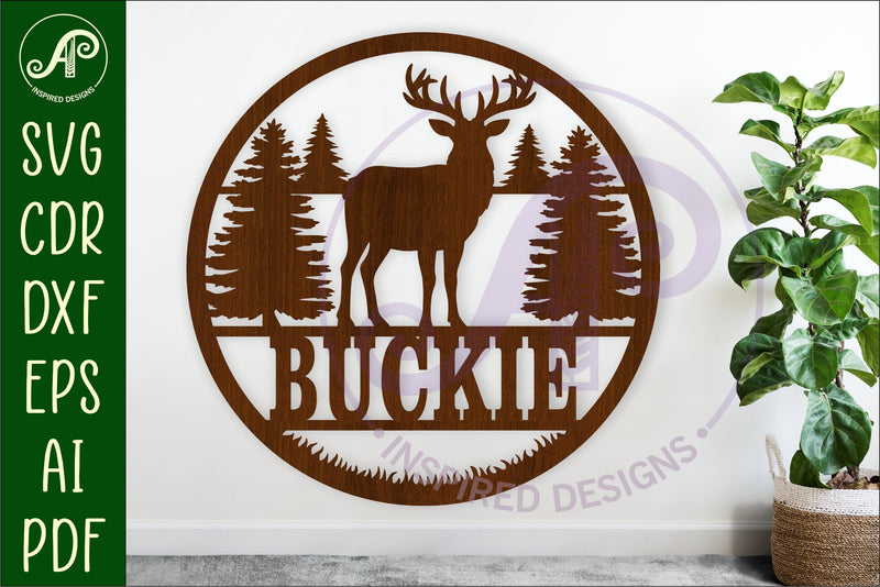 Buck deer name wall art sign, SVG file - So Fontsy