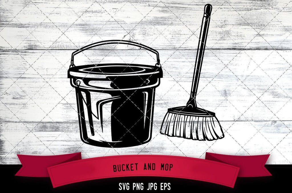 Bucket and Mop SVG, Cleaning SVG - So Fontsy