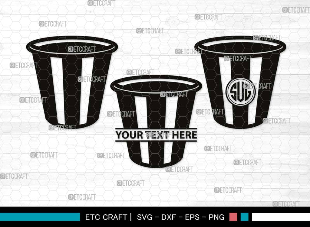 Bucket Monogram, Bucket Silhouette, Bucket SVG, Water Bucket Svg ...
