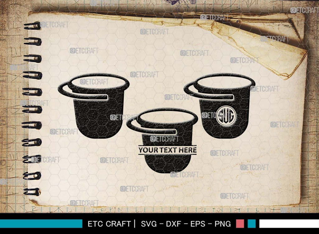 Bucket Monogram, Bucket Silhouette, Bucket SVG, Water Bucket Svg ...