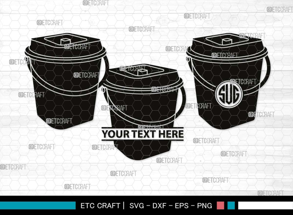 Bucket Monogram, Bucket Silhouette, Bucket SVG, Water Bucket Svg ...