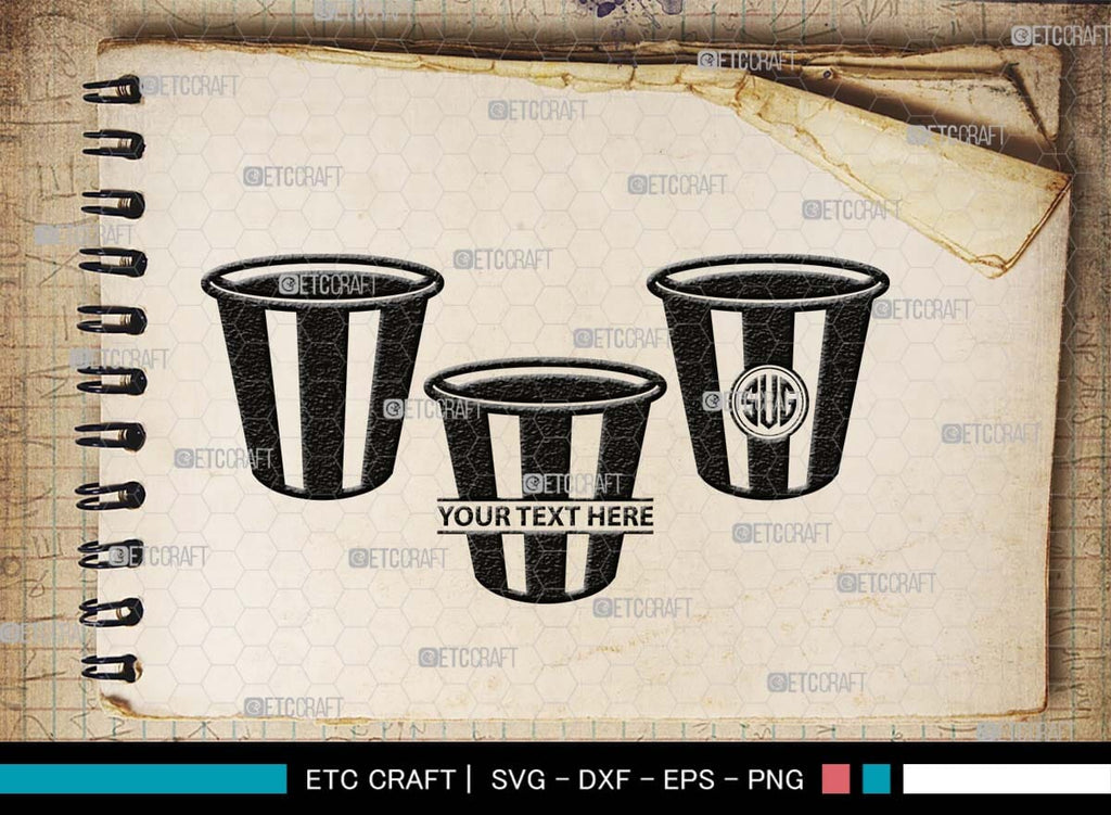 Bucket Monogram, Bucket Silhouette, Bucket SVG, Water Bucket Svg ...