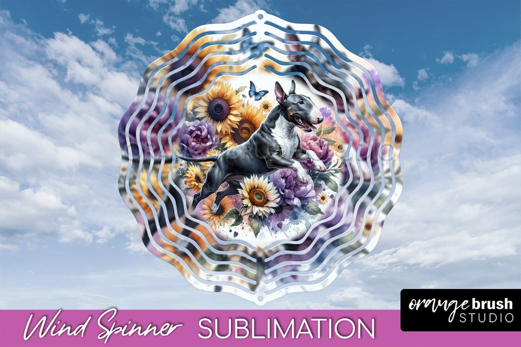 Bull Terrier Wind Spinner, Dog Mom Floral Wind Spinner Sublimation - So ...