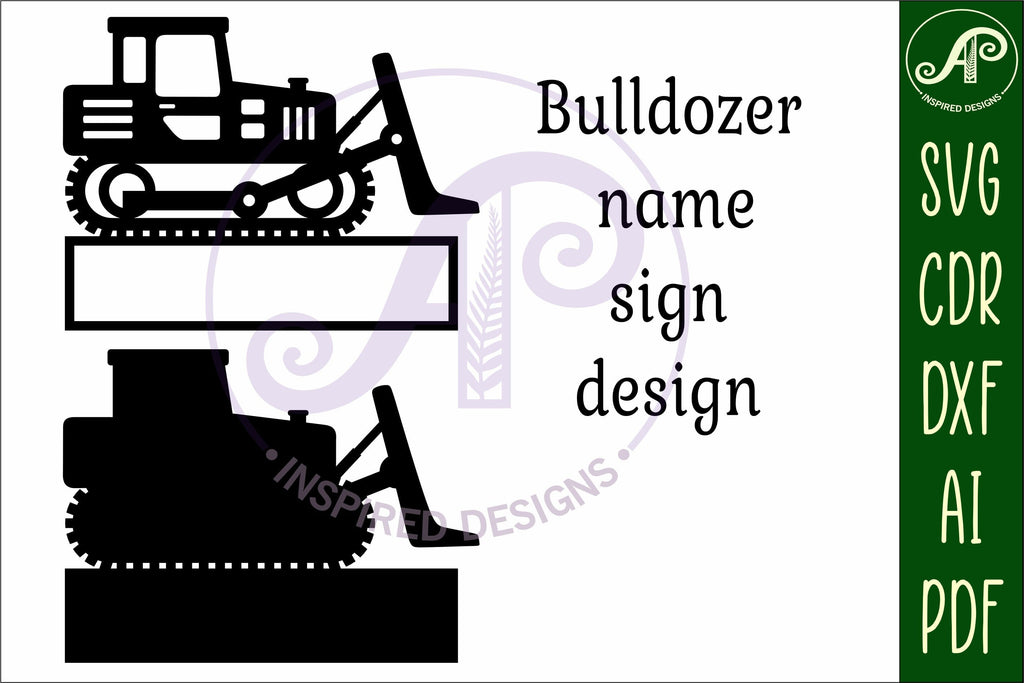 Bulldozer construction vehicle name sign svg laser cut - So Fontsy
