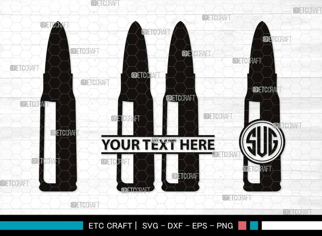 Bullet Monogram, Bullet Silhouette, Bullet SVG, Guns Svg, Gun Round Svg ...