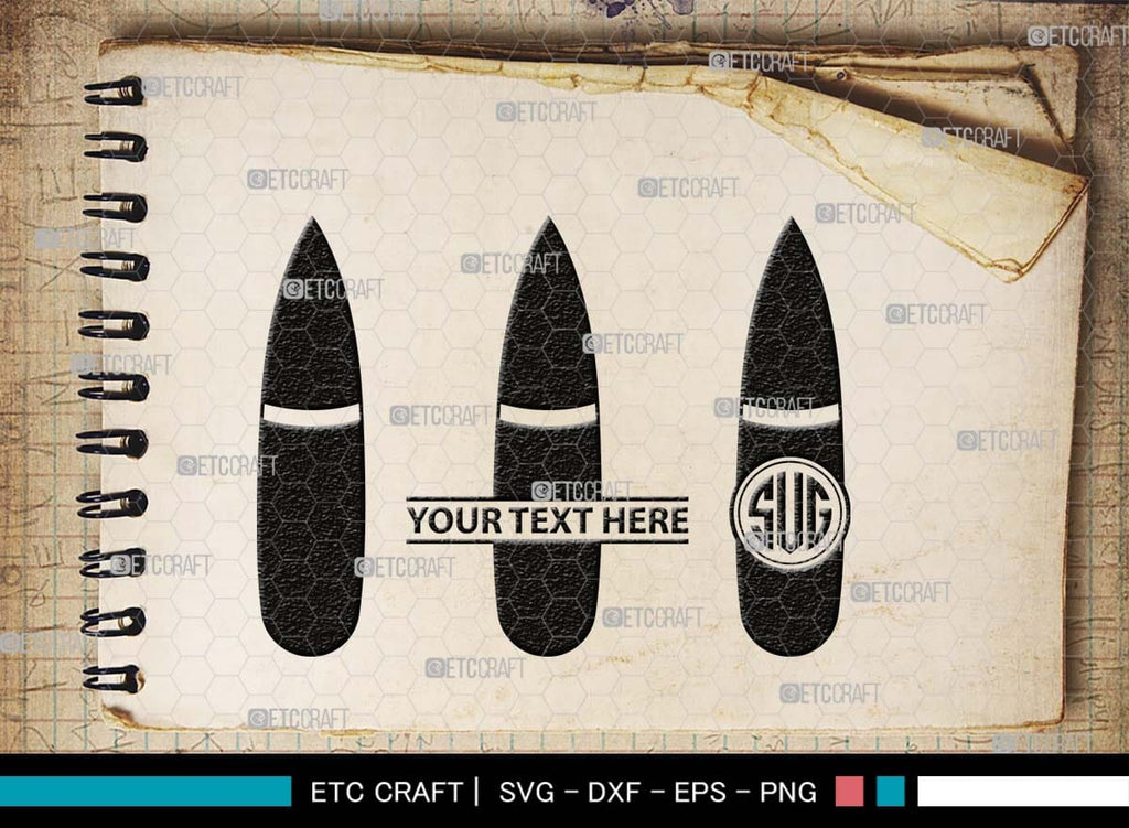 Bullet Monogram, Bullet Silhouette, Bullet SVG, Guns Svg, Gun Round Svg ...