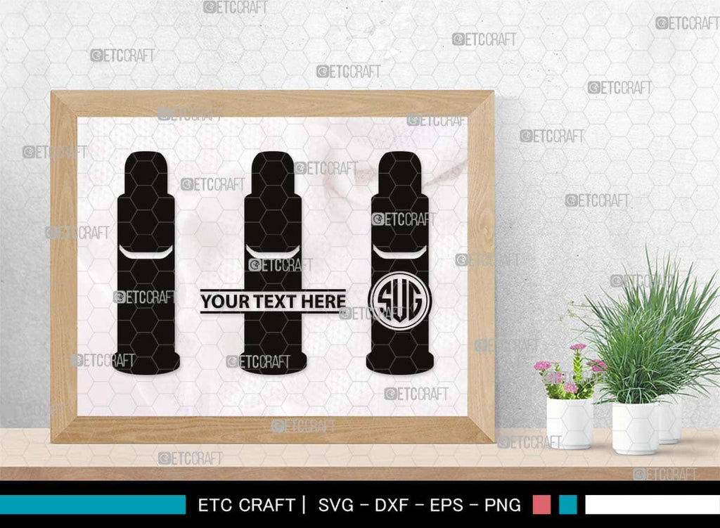 Bullet Monogram, Bullet Silhouette, Bullet SVG, Guns Svg, Gun Round Svg ...