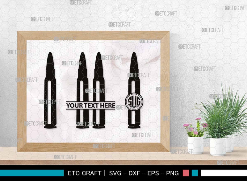 Bullet Monogram, Bullet Silhouette, Bullet SVG, Guns Svg, Gun Round Svg ...