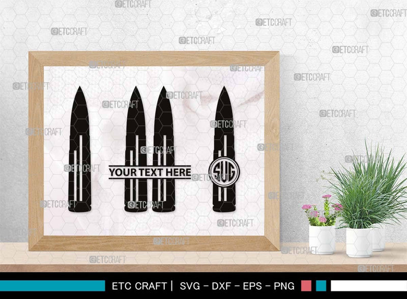 Bullet Monogram, Bullet Silhouette, Bullet SVG, Guns Svg, Gun Round Sv ...
