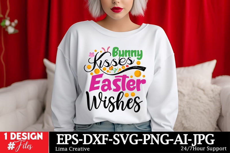Bunny Kisses Easter Wishes SVG Cut File - So Fontsy