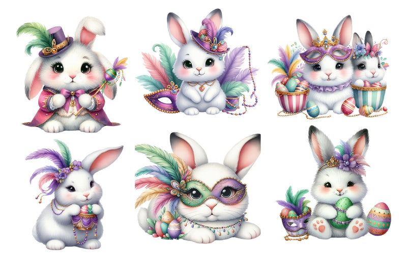 Bunny Mardi Gras Clipart - So Fontsy